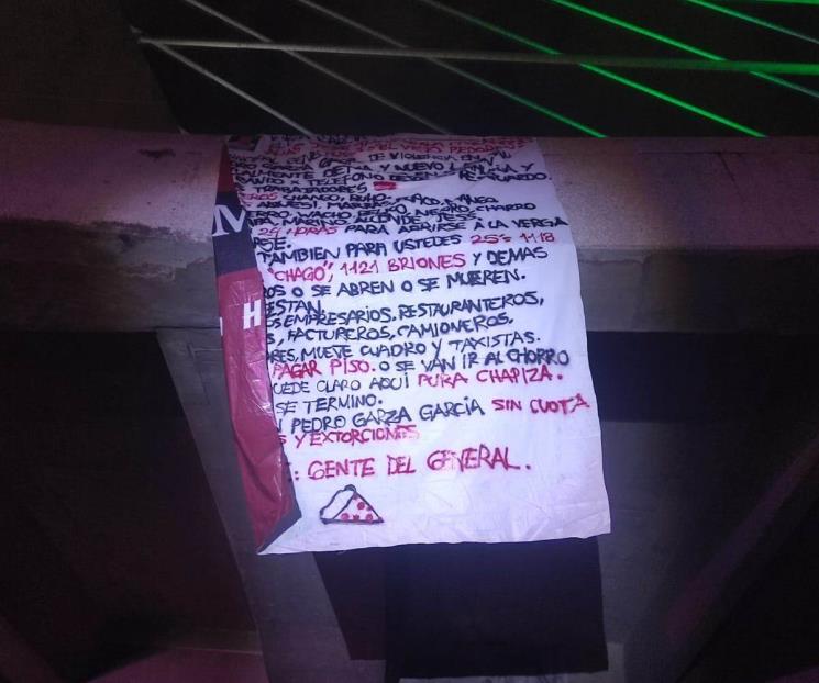 Colocan narcomantas en San Pedro